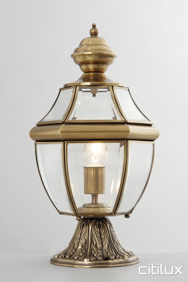 Mosman Traditional Outdoor Brass Made Pillar Mount Light Elegant Range ...